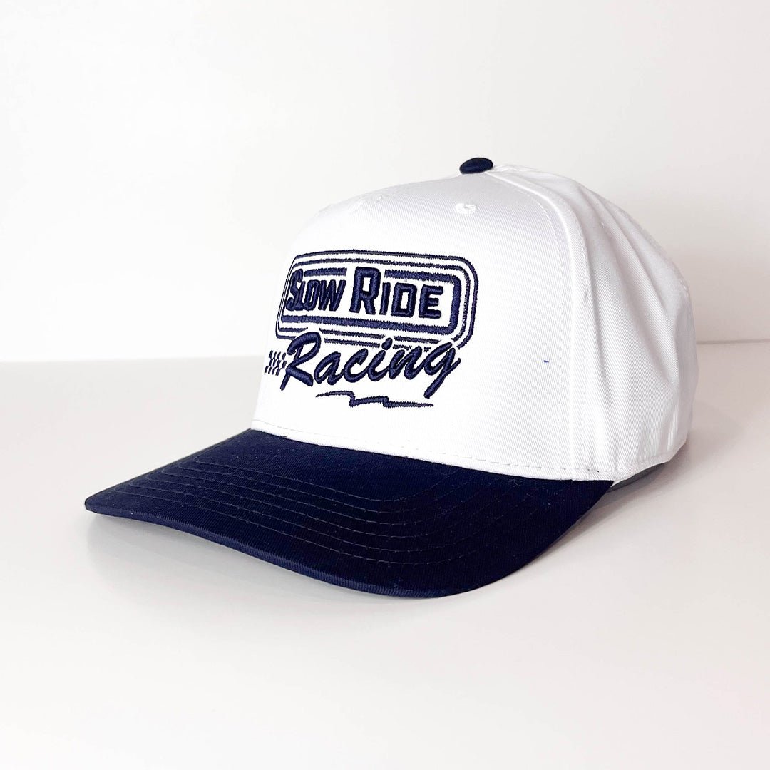 Slow Ride Racing A-Frame Hat (White/Navy)